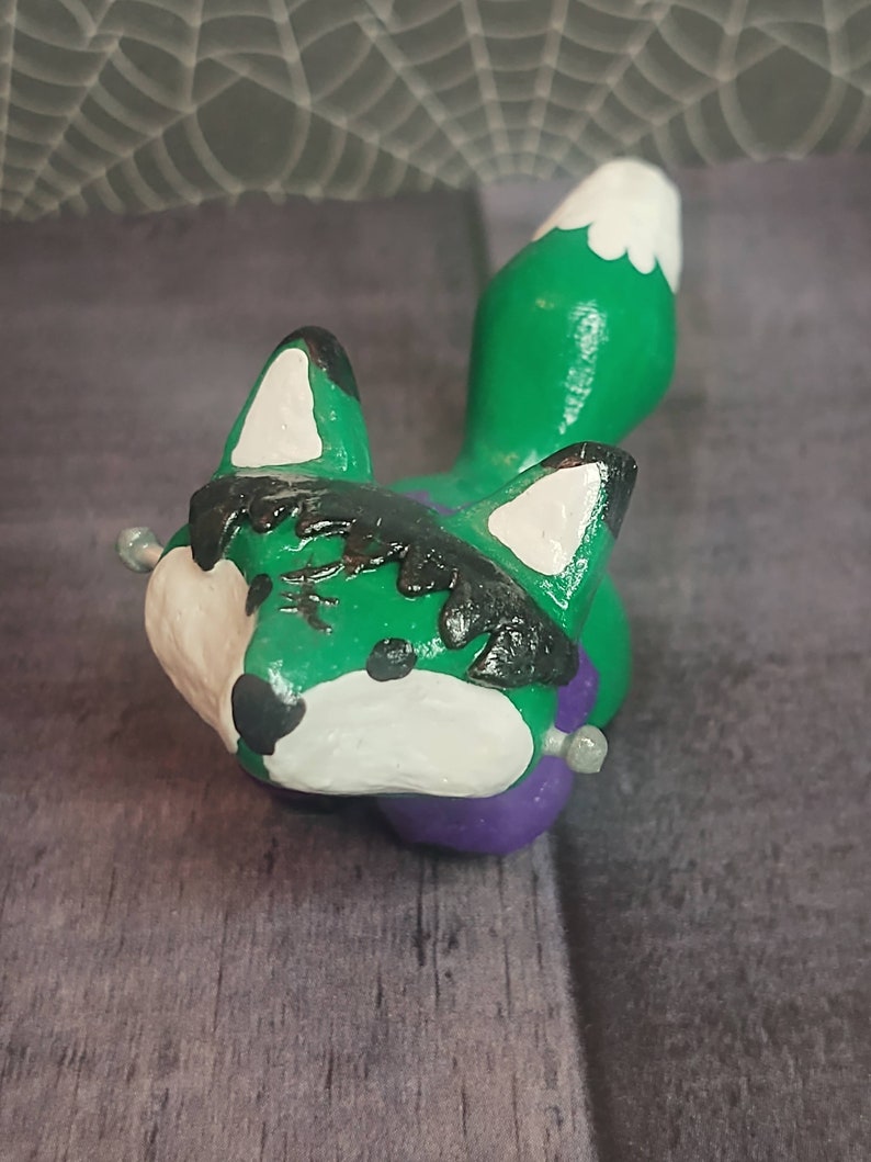 Frankenfox Halloween Decor Clay Animal Figurine - Etsy