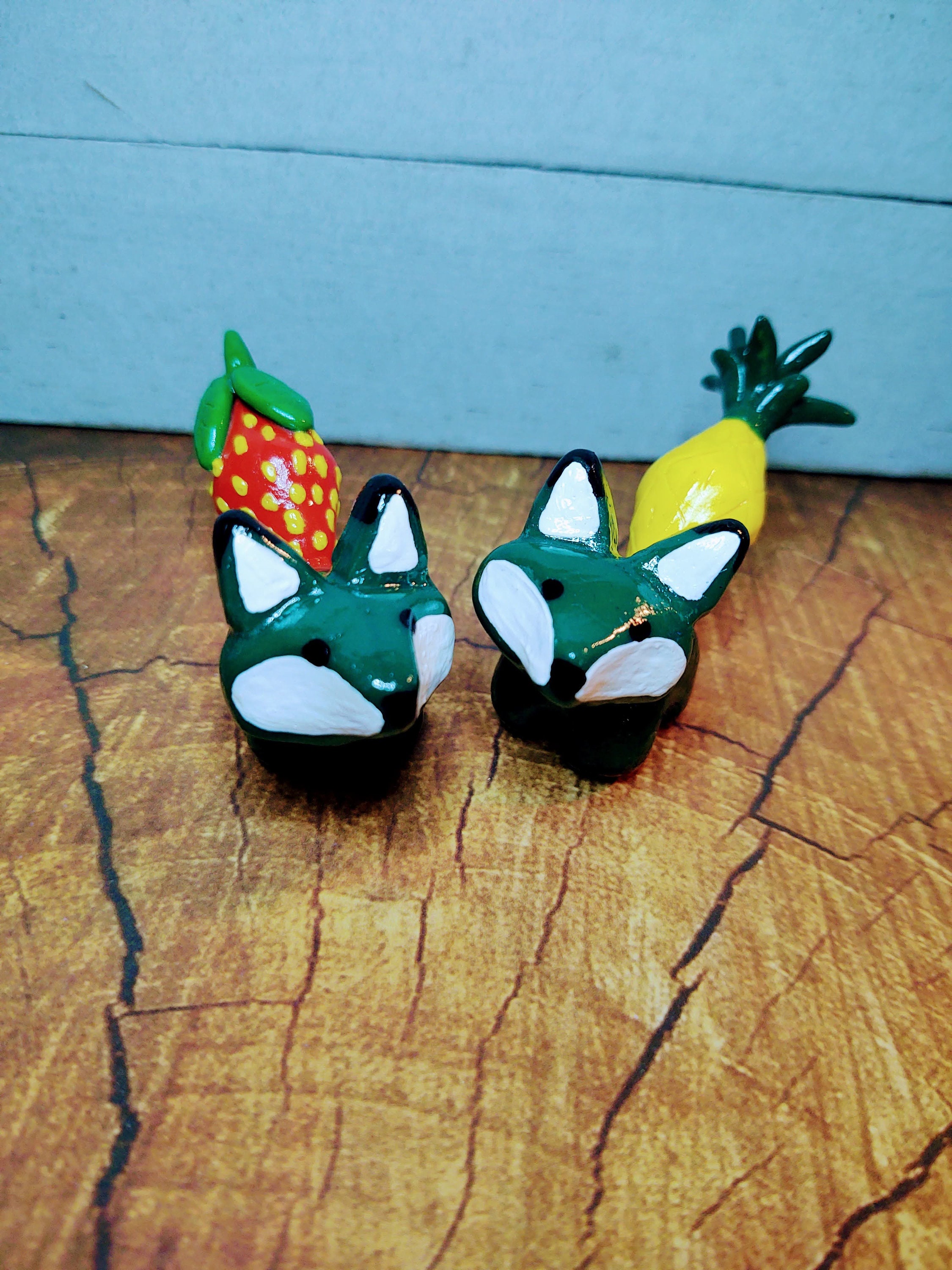 Fruity Fox Clay Fox Fruit Figurine - Etsy