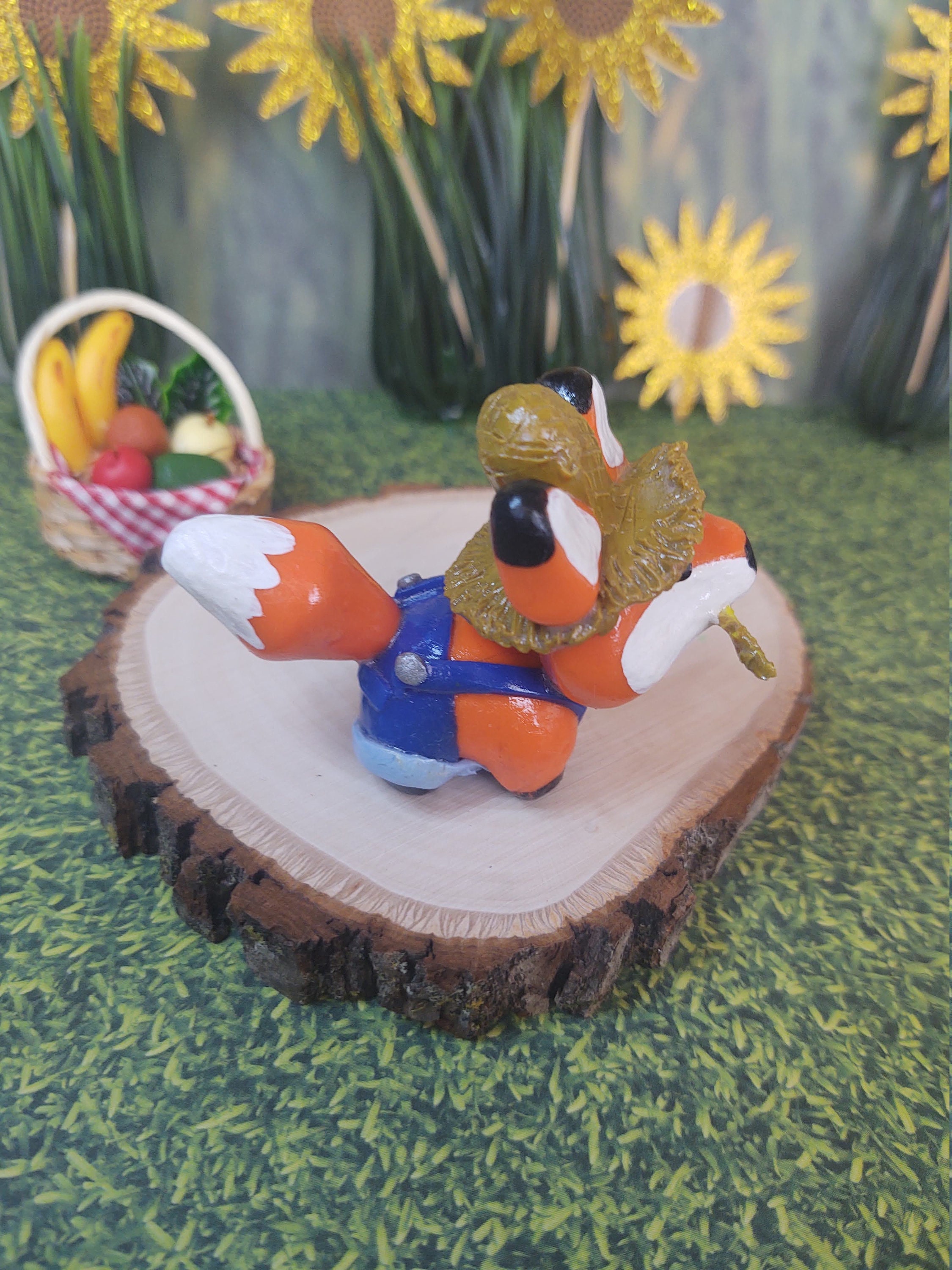 Farmer Fox Fox Figurine Farmer Figure Cute Animal Figure - Etsy