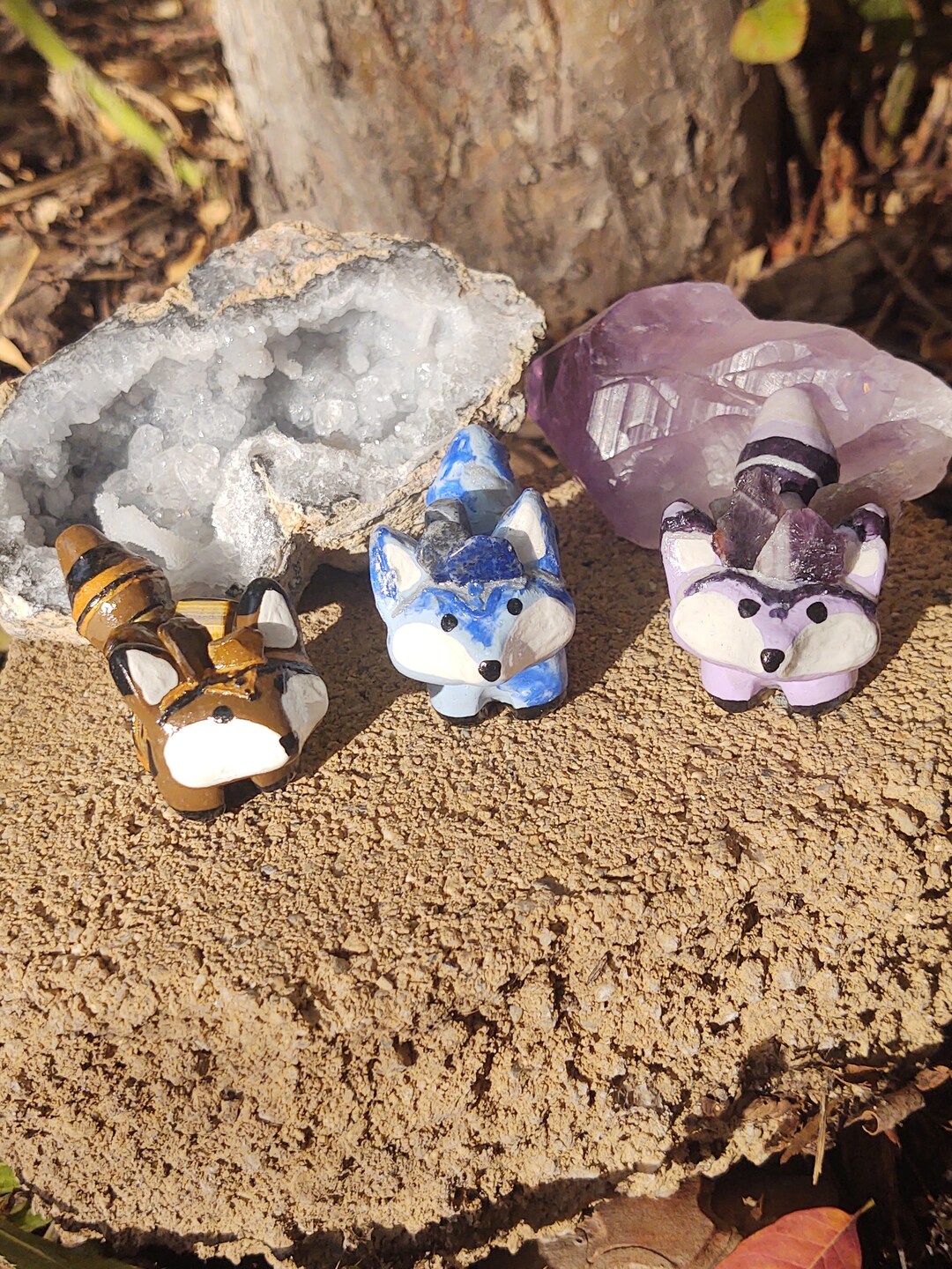 Crystal Fox Clay Animal Figurine Cute Desk Decor - Etsy
