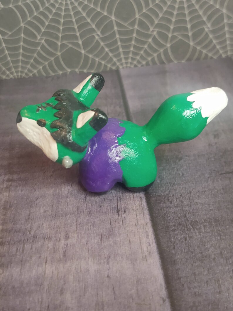 Frankenfox Halloween Decor Clay Animal Figurine - Etsy