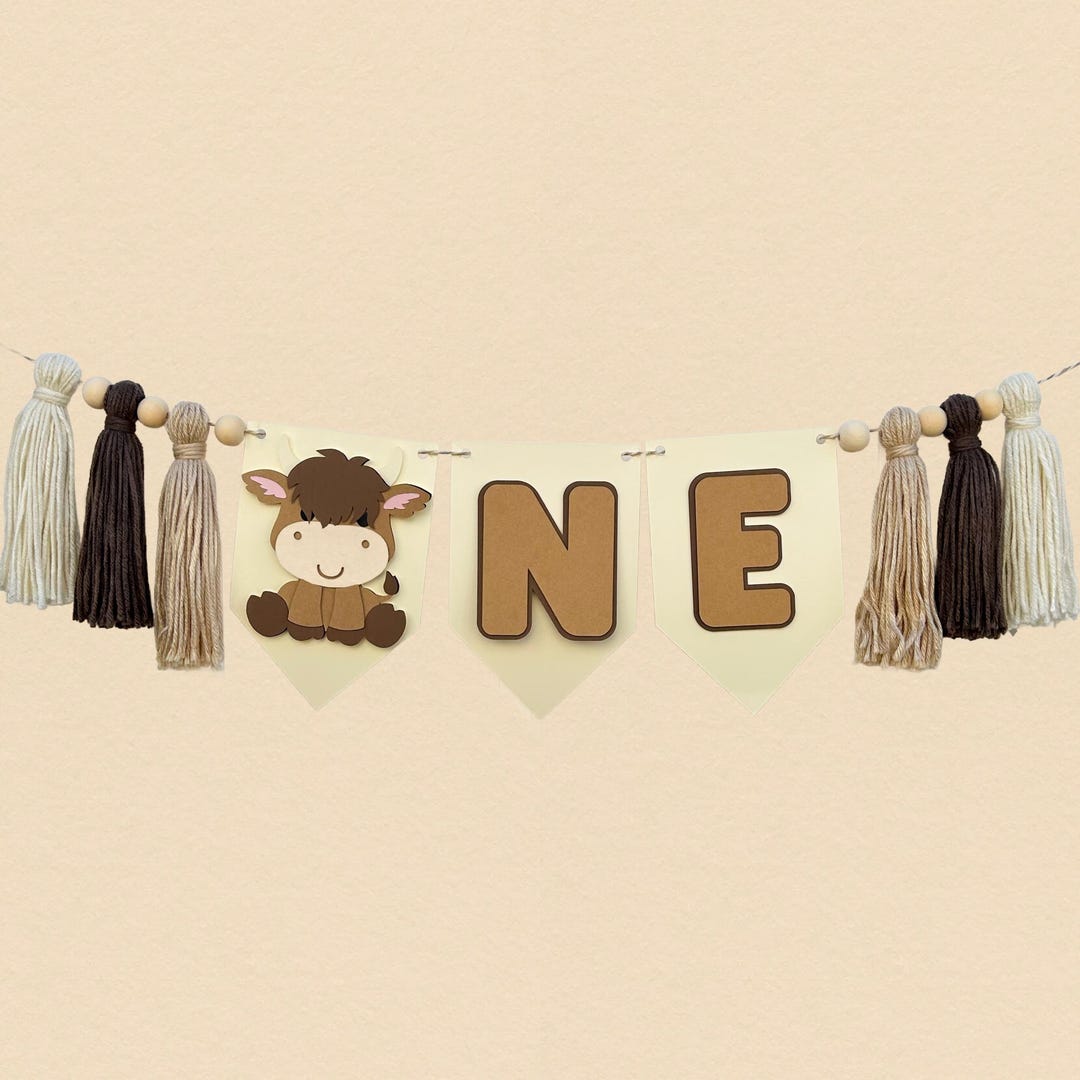 Highland Cow Highchair Banner | Holy Cow I'm One Birthday Party ...