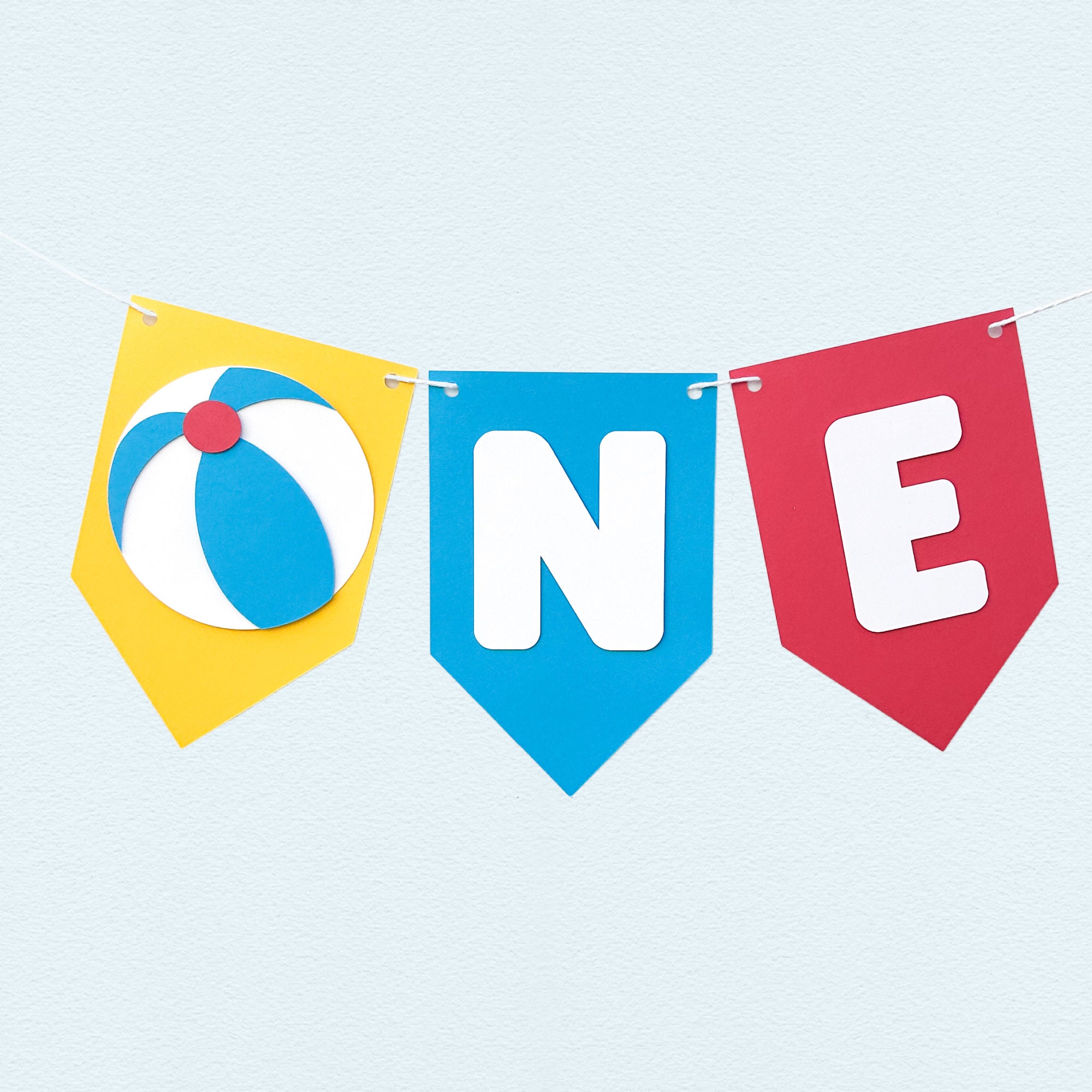 Primary Beach Ball Highchair Banner | First Birthday Pool Party ...