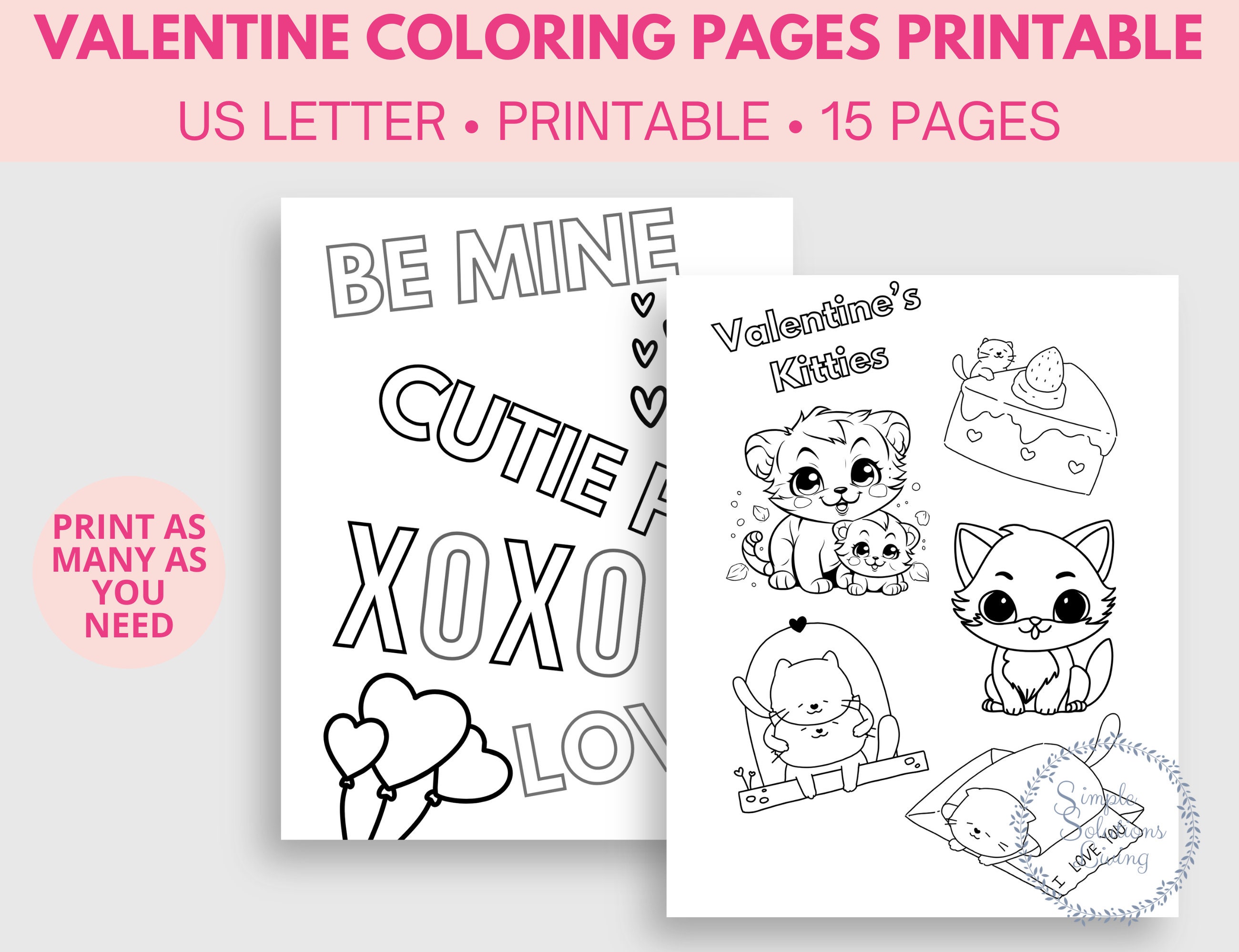 Valentine Coloring Pages | Color Sheets | Instant Download | Valentine ...