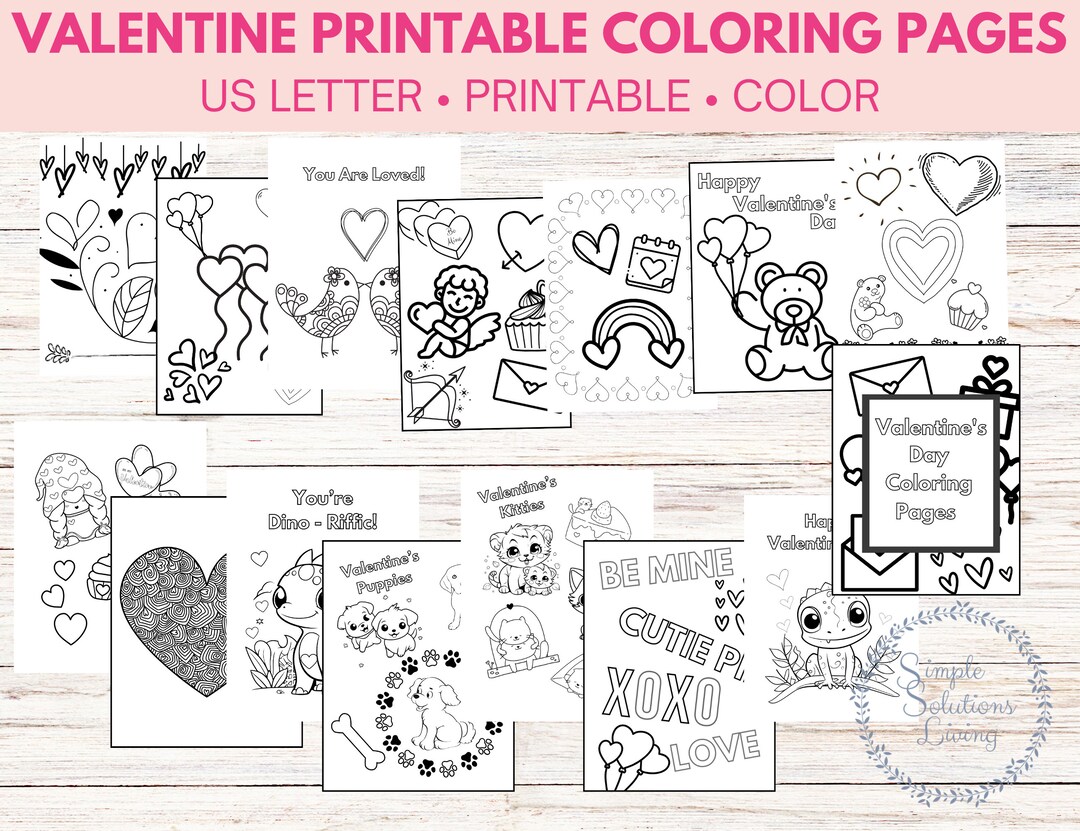 Valentine Coloring Pages | Color Sheets | Instant Download | Valentine ...