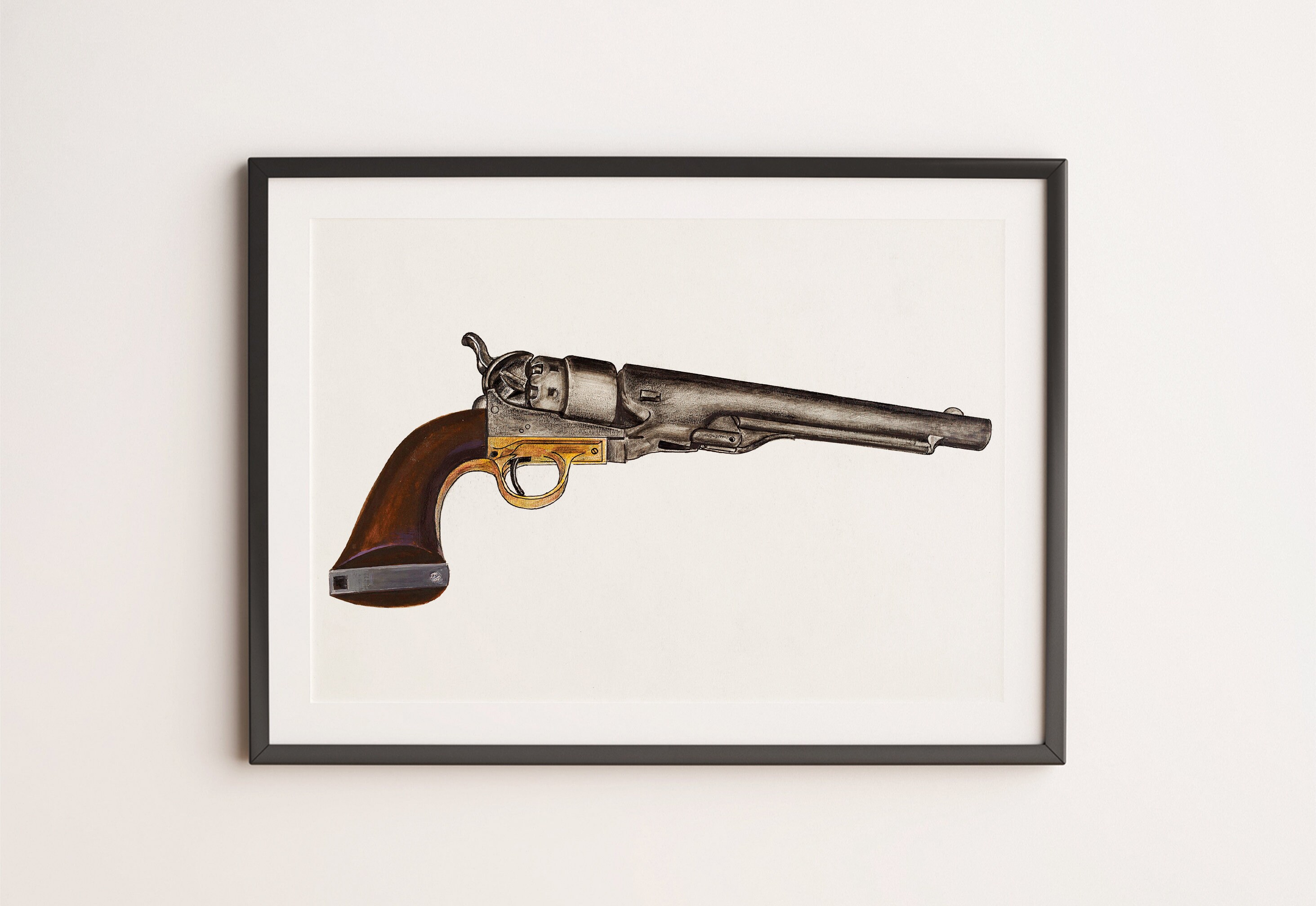 Vintage Colt Revolver Prints, American Designs, Colt Revolver Drawing ...