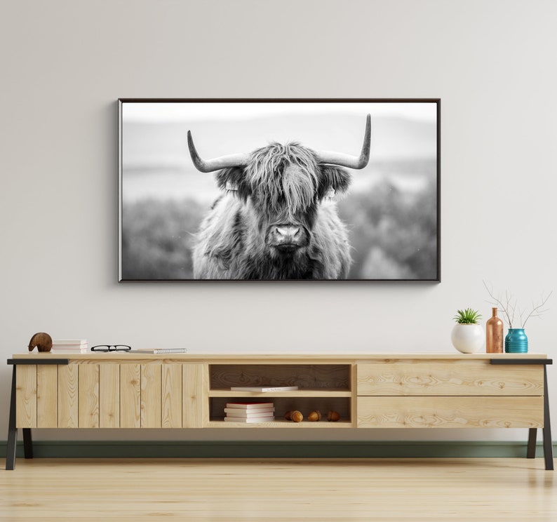 Samsung Frame Tv Art Highland Cow Shaggy Cow Photo Frame TV | Etsy