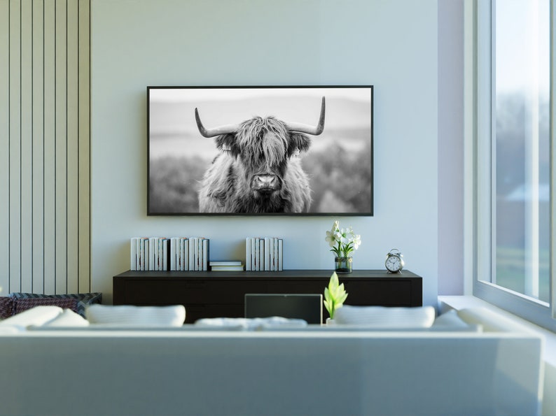 Samsung Frame Tv Art Highland Cow Shaggy Cow Photo Frame TV | Etsy