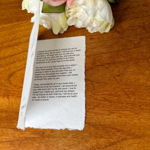 Personalised Wedding Vow Cards, His and Her Vow Books, Cotton Paper Vow ...