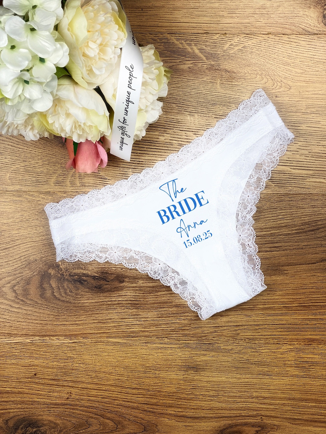 Wedding Knickers/ Personalised Bridal Underwear/something Blue/ Mrs ...