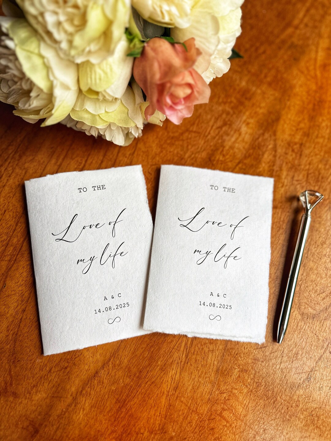 Personalised Wedding Vow Cards, His and Her Vow Books, Cotton Paper Vow ...