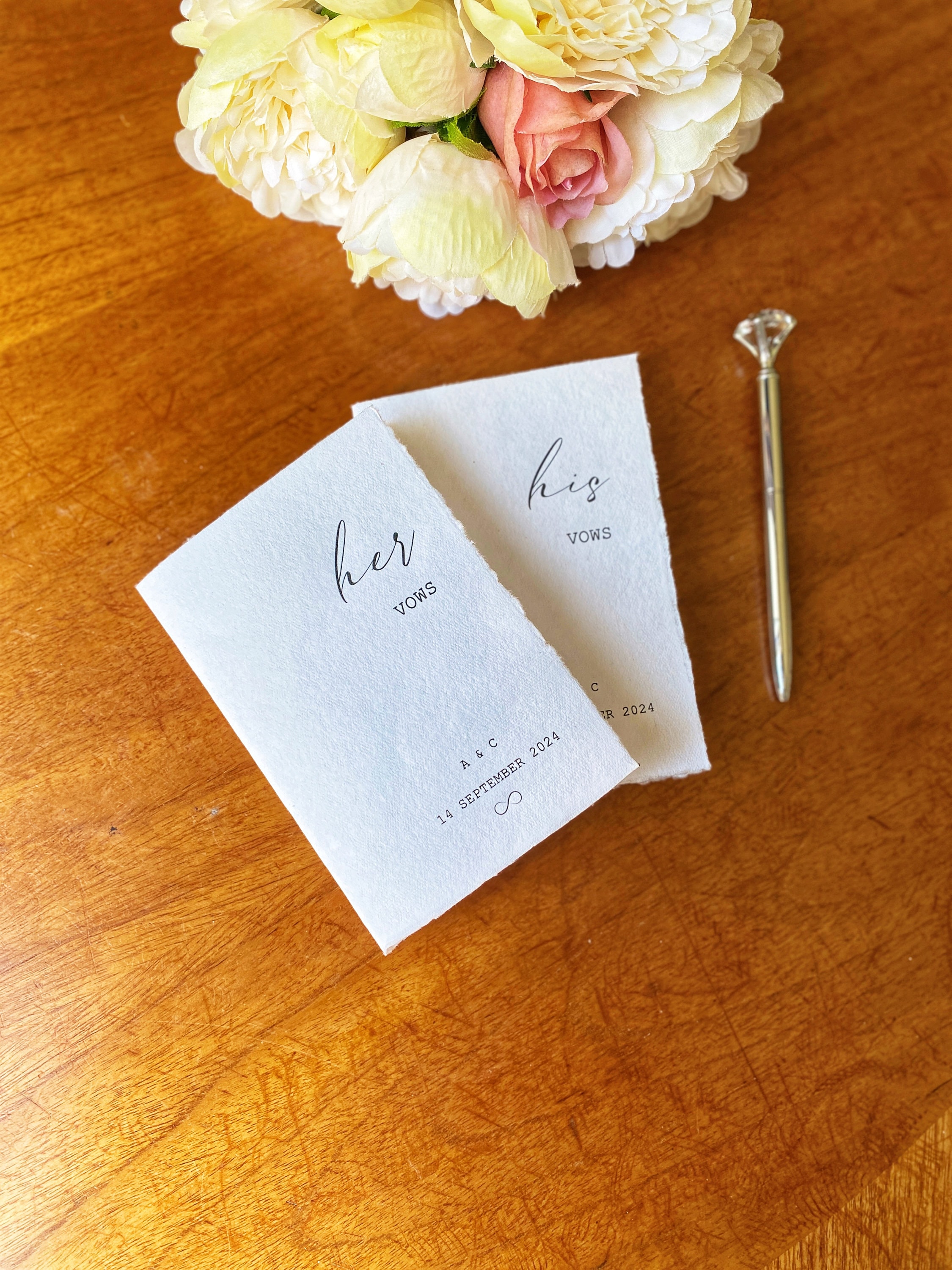 Personalised Wedding Vow Cards His and Her Vow Books Cotton - Etsy UK