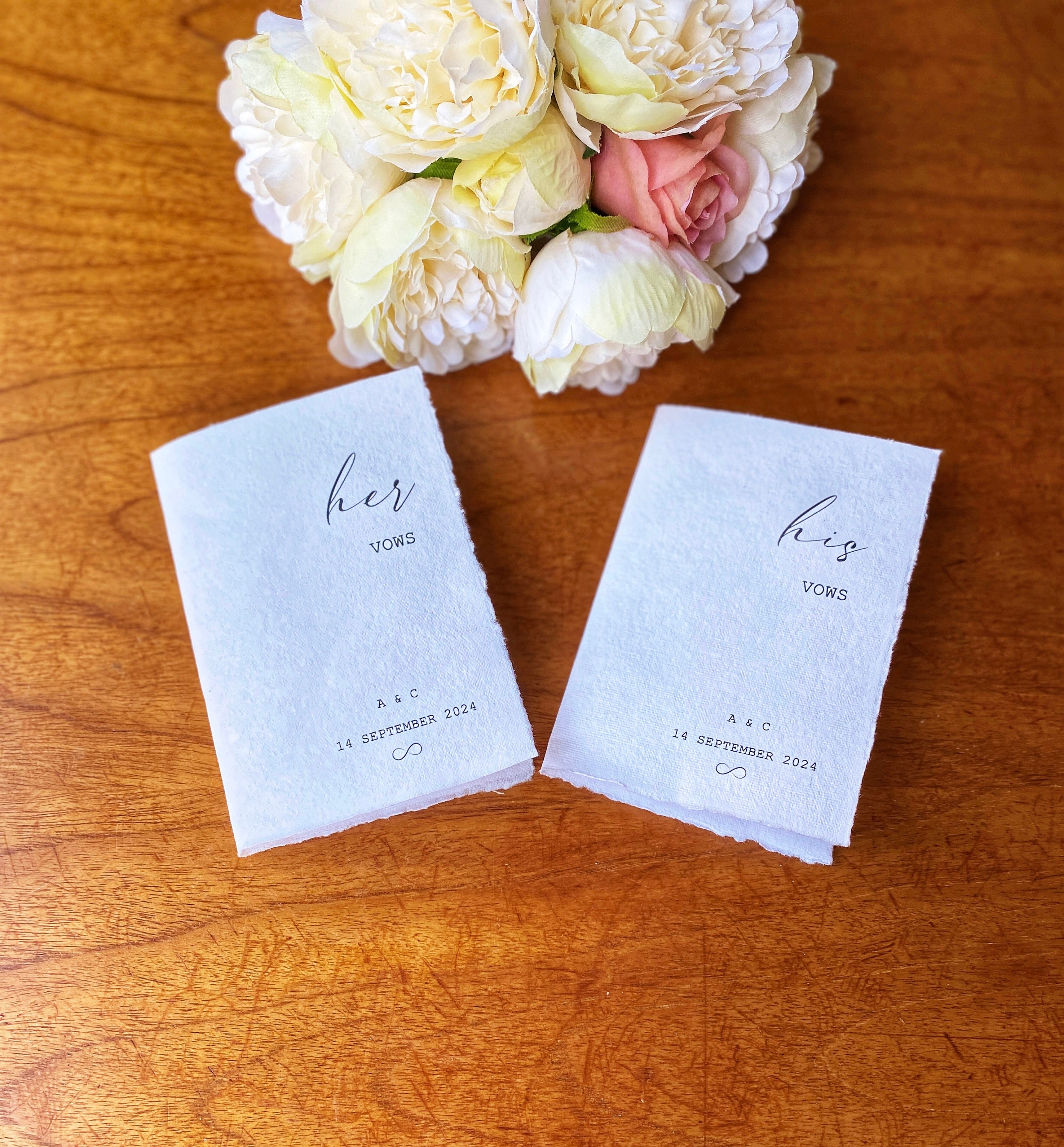 Personalised Wedding Vow Cards His and Her Vow Books Cotton - Etsy UK