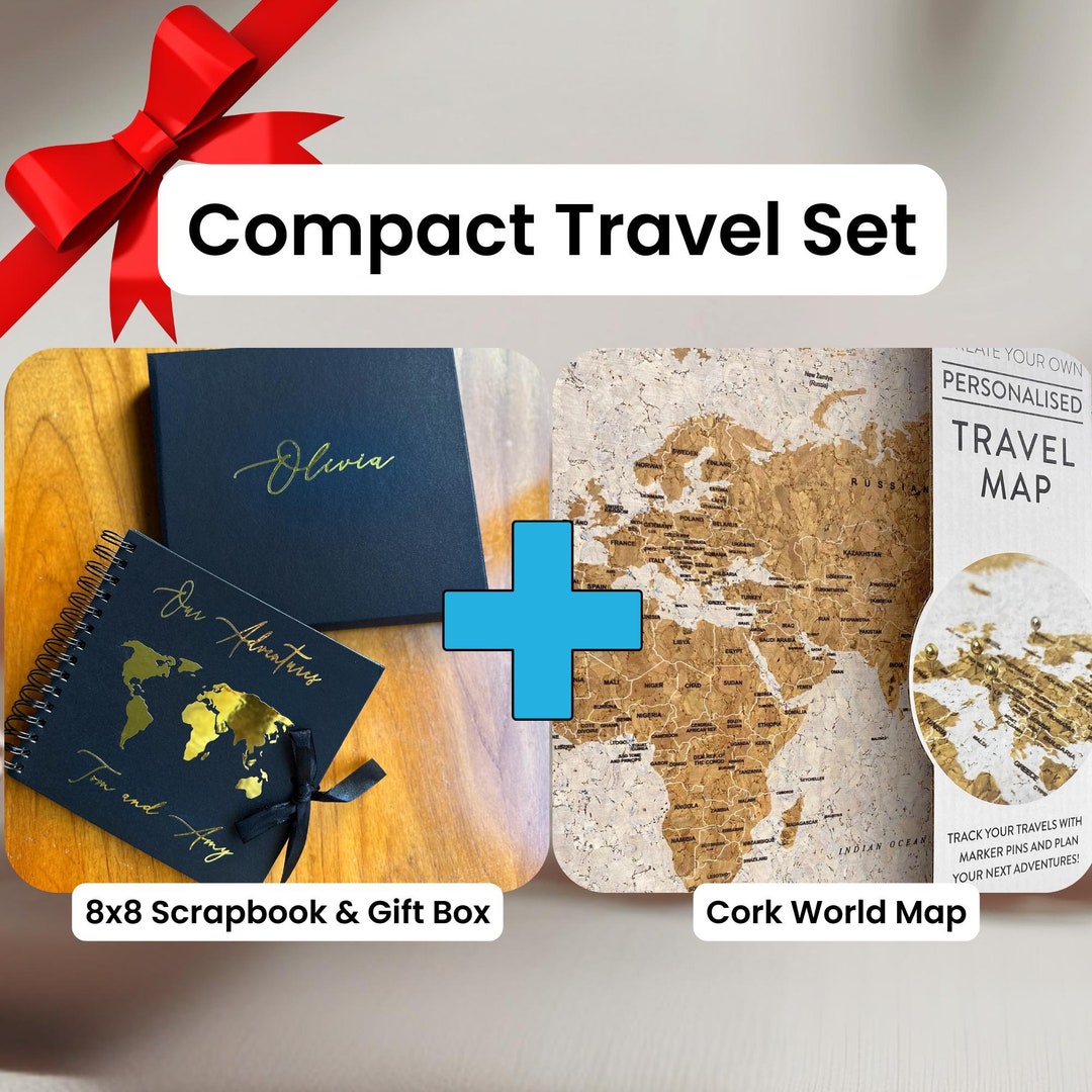Travel Gift Set/world Map With Pins/personalised Travel Scrapbook ...