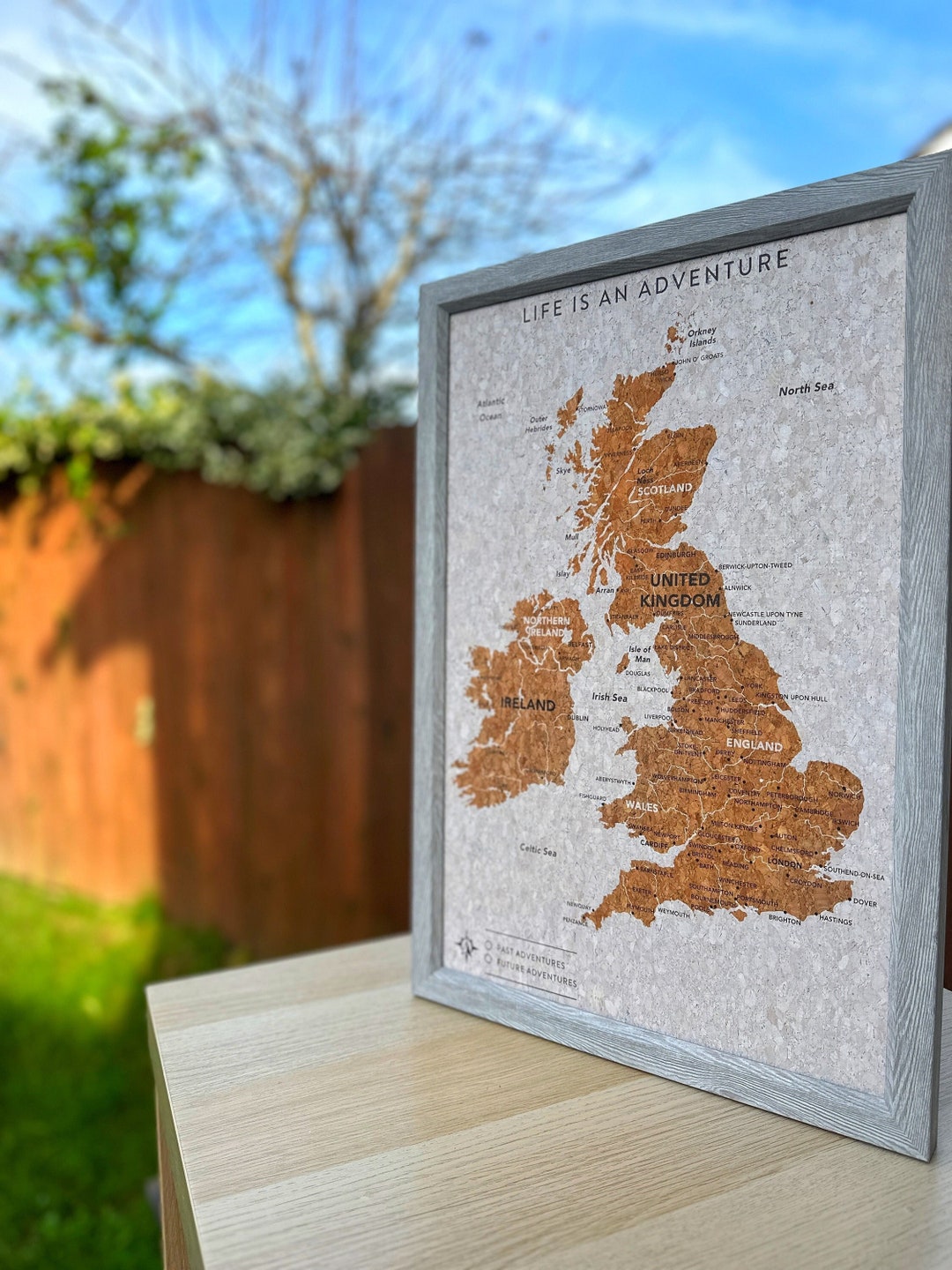 UK Cork Pin Board Map With Push Pins: Adventure Travel Tracker - Etsy UK