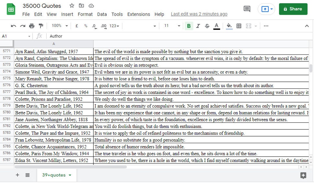 35,000 Quotes in Excel Spreadsheet Download - Etsy