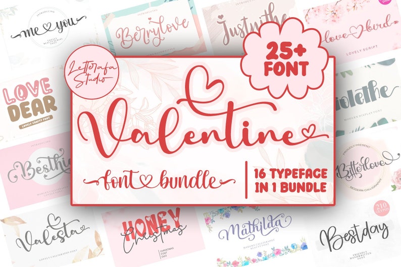 Valentine Font Bundle, 25 Themed Fonts for Valentines, QTF , TTF , WOFF ...