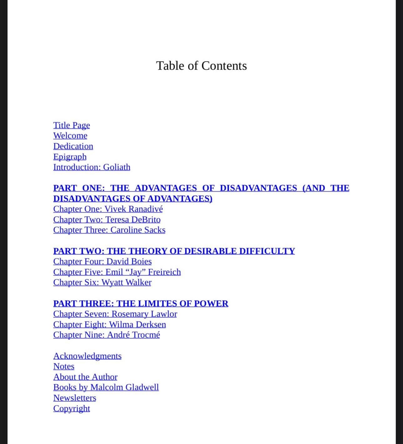 David and Goliath by Malcolm Gladwell (PDF Ebook) - Etsy