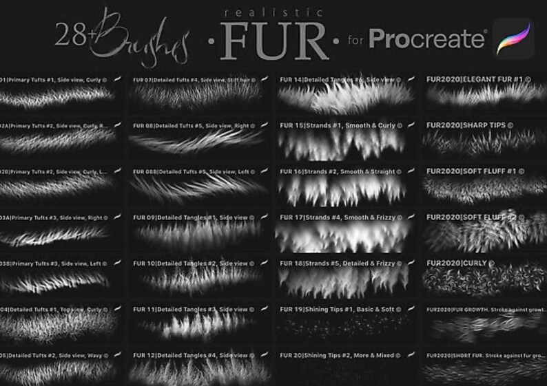 28 Realistic FUR Brushes for Procreate - Etsy