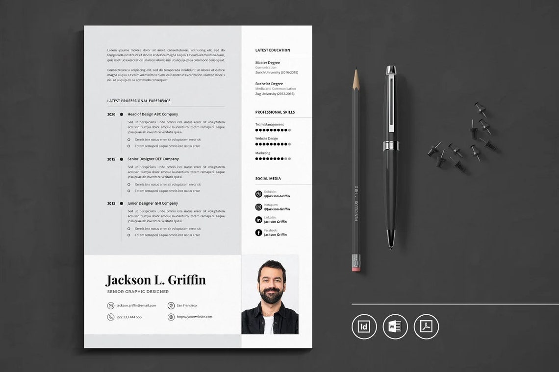 100+ Professional CV Resume Adobe Indesign + Illustrator Templates - Etsy