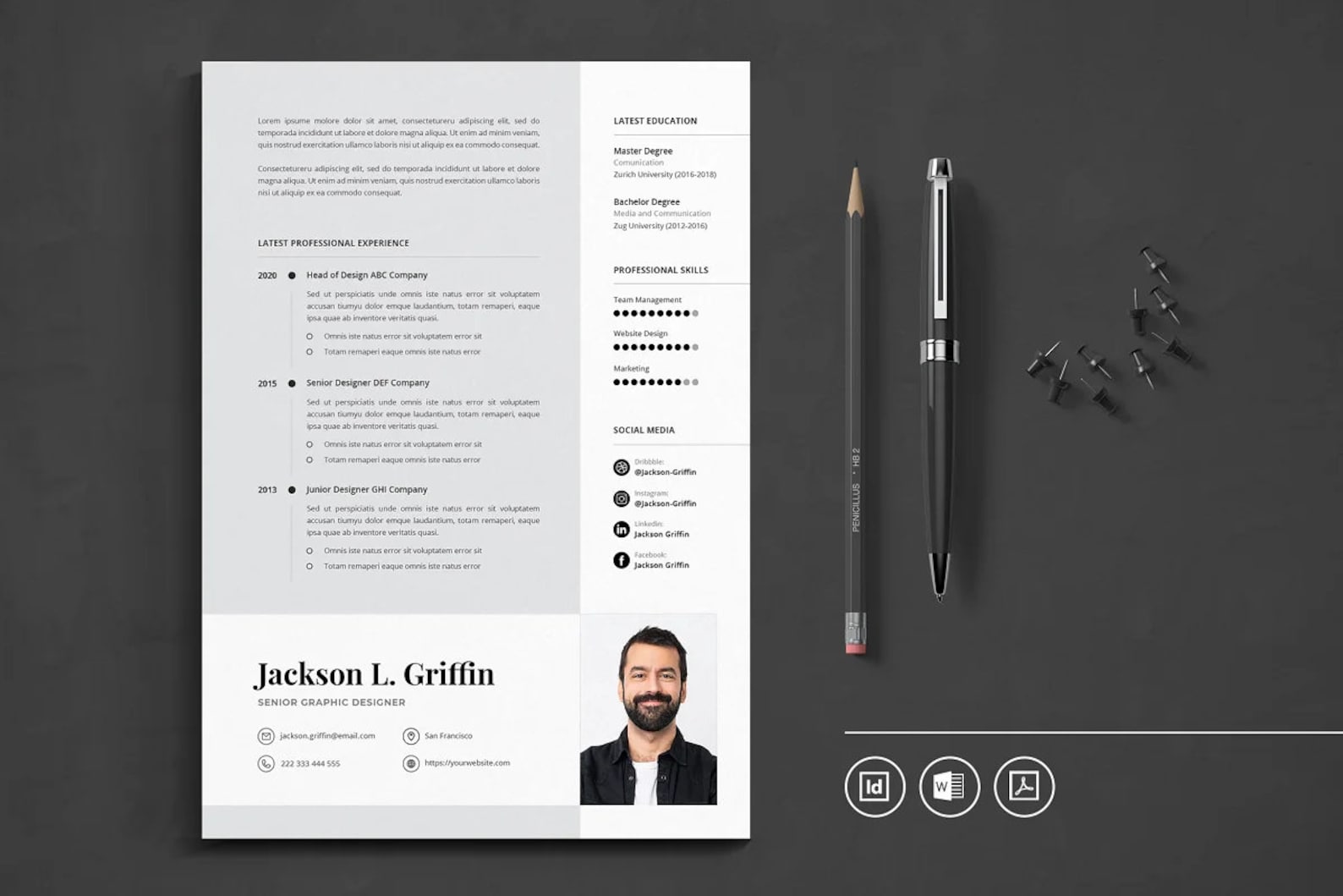 100+ Professional CV Resume Adobe Indesign + Illustrator Templates - Etsy