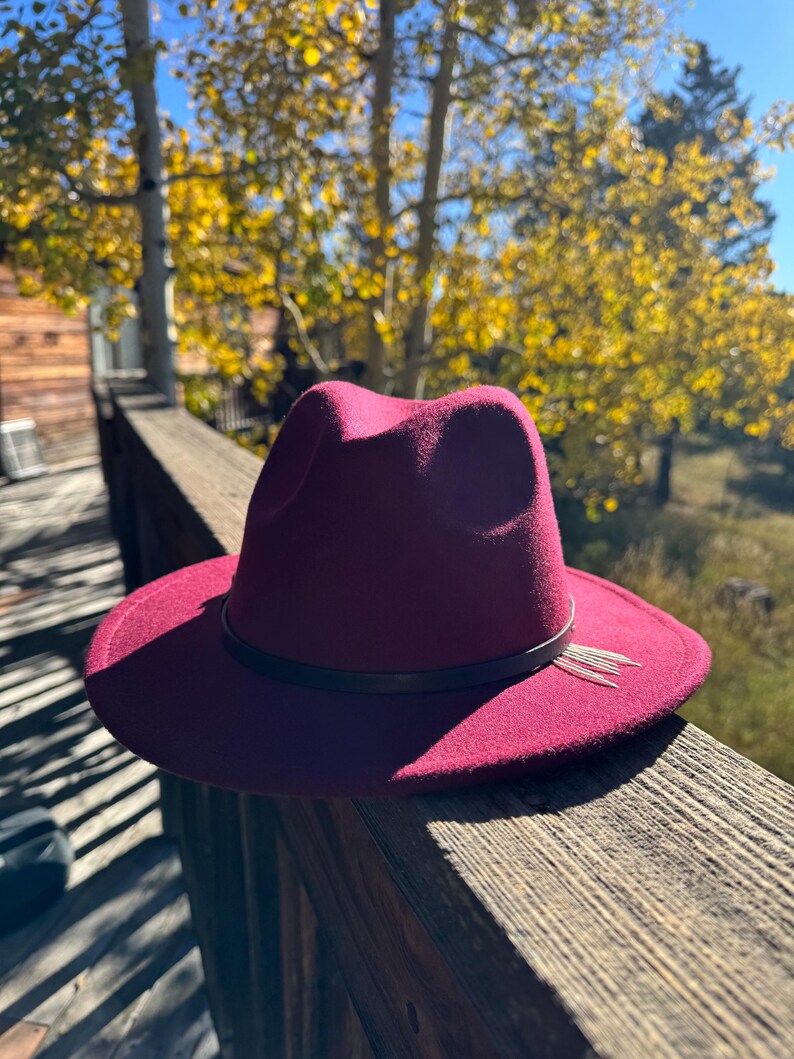 Hand Embroidered Fedora: Maroon Felt Hat With Stars and Moon - Etsy