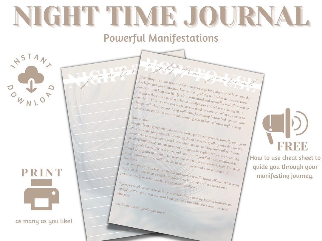 NIGHTTIME JOURNAL SHEET Journal Sheet Printable Journal - Etsy