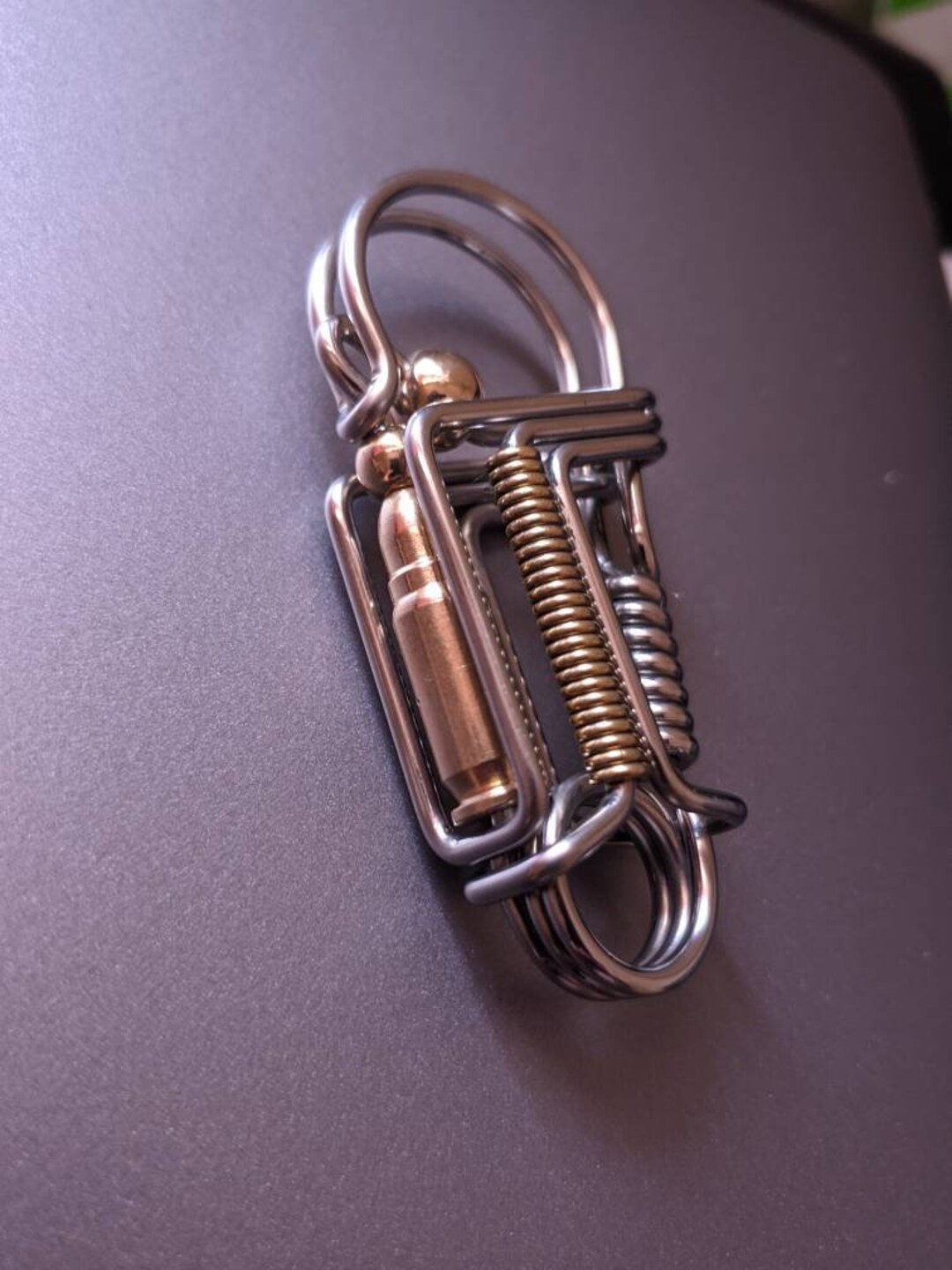 Handmade Bullet Keychain - Stainless Steel Charm Organizes Keys ...