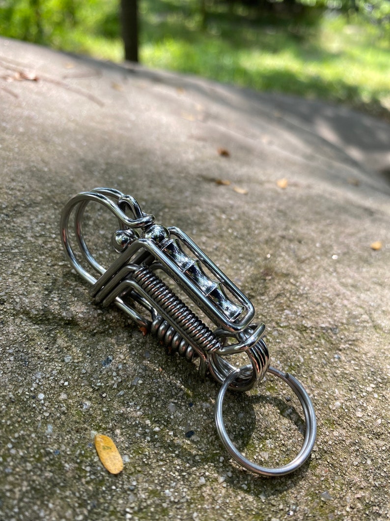 Handmade Metal Wire Carabiner Keychain With Cylinder Pattern - Etsy