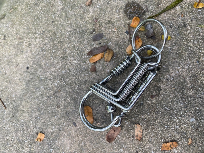 Handmade Metal Wire Carabiner Keychain With Cylinder Pattern - Etsy