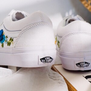 Wedding Vans, Blue Flowers Embroidered Vans Custom, Bridal Flower ...