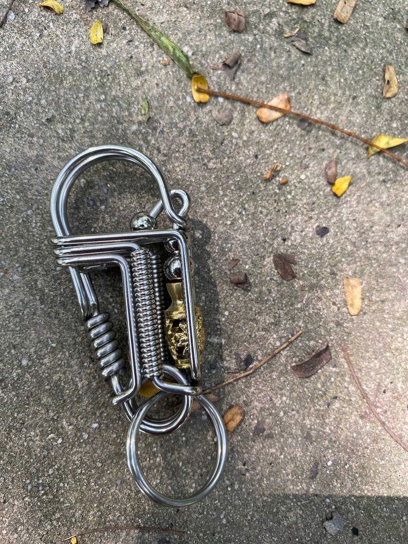 Wire Wrapped Carabiner Keychain With Flower Vase Charm, High Quality ...