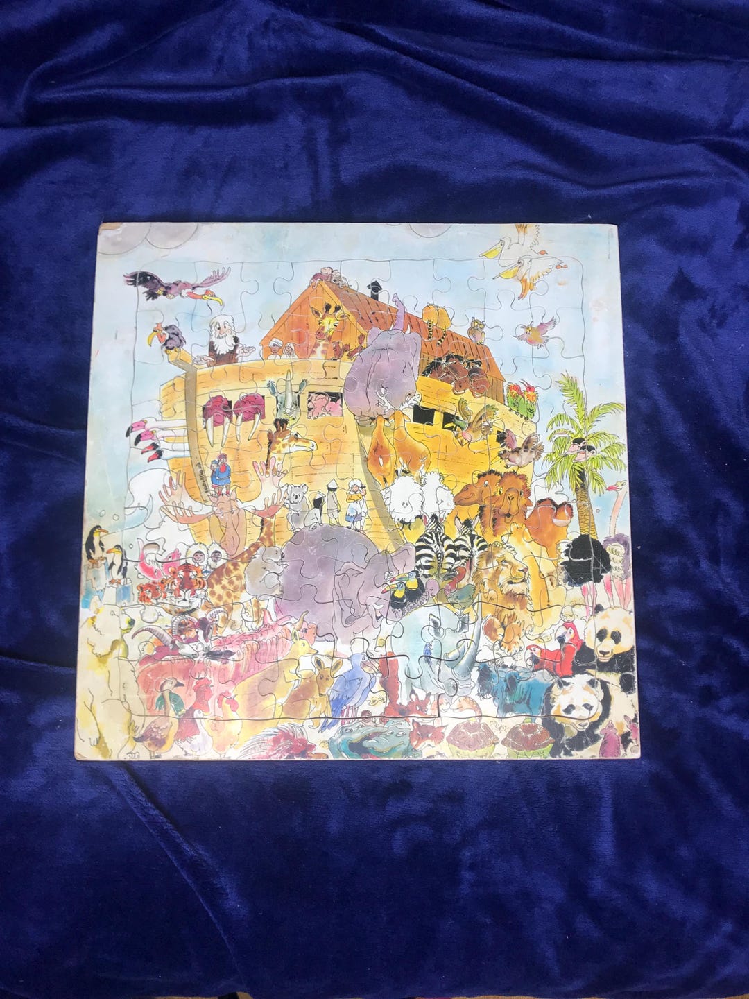 Rare 1986 Vintage Large, 18x18 Inches, Wooden Noah’s Ark Jigsaw Puzzle ...