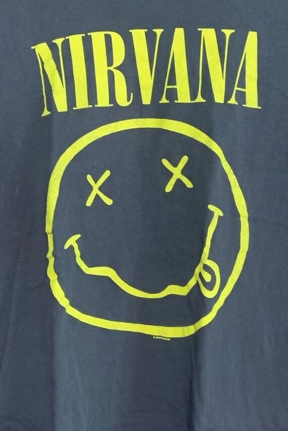 Nirvana - Navy Blue And Yellow Nirvana Smiley Face T … - Gem