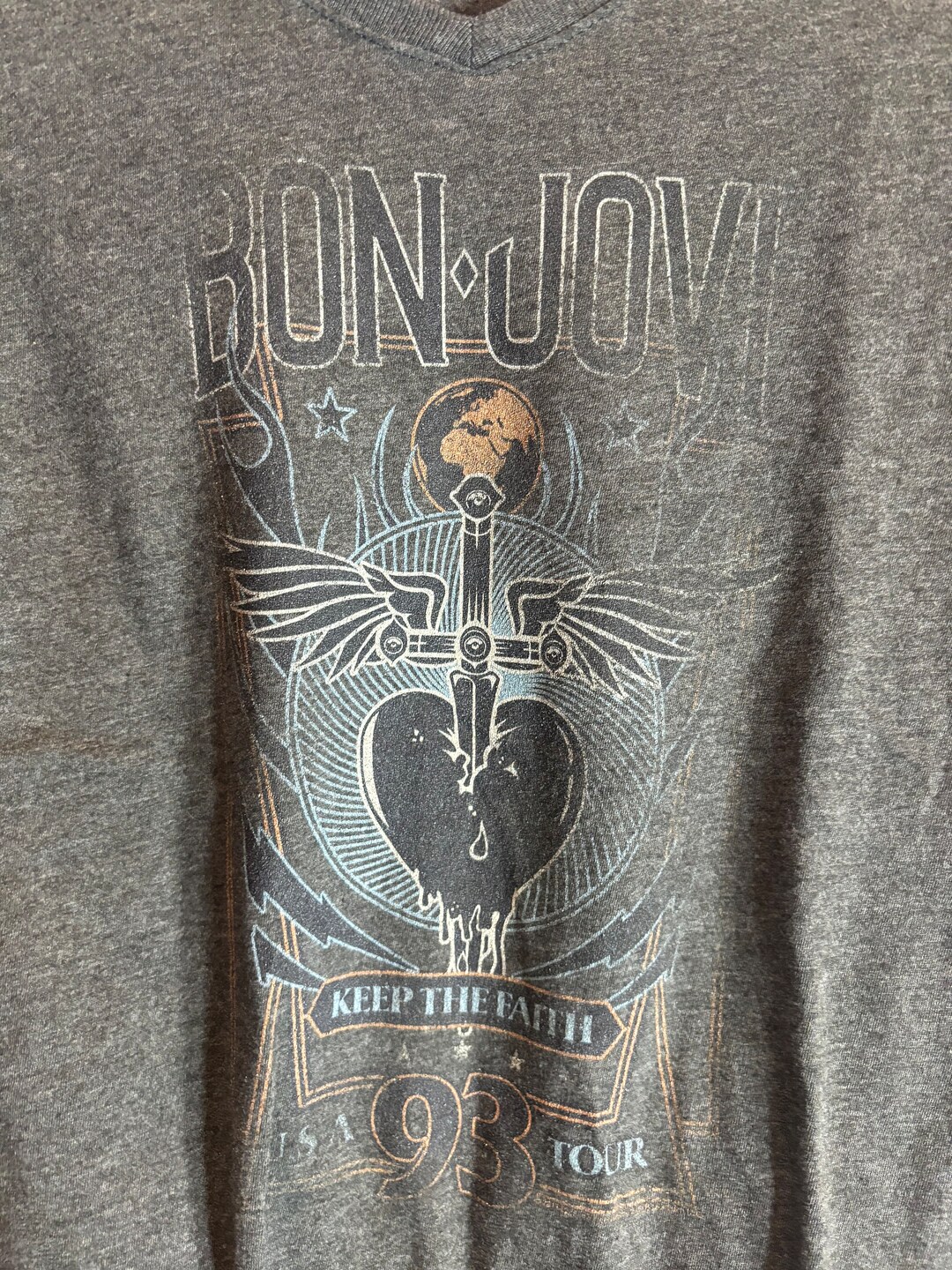 Bon Jovi Medium Grey Graphic Vintage Preowned Womens Tshirt - Etsy