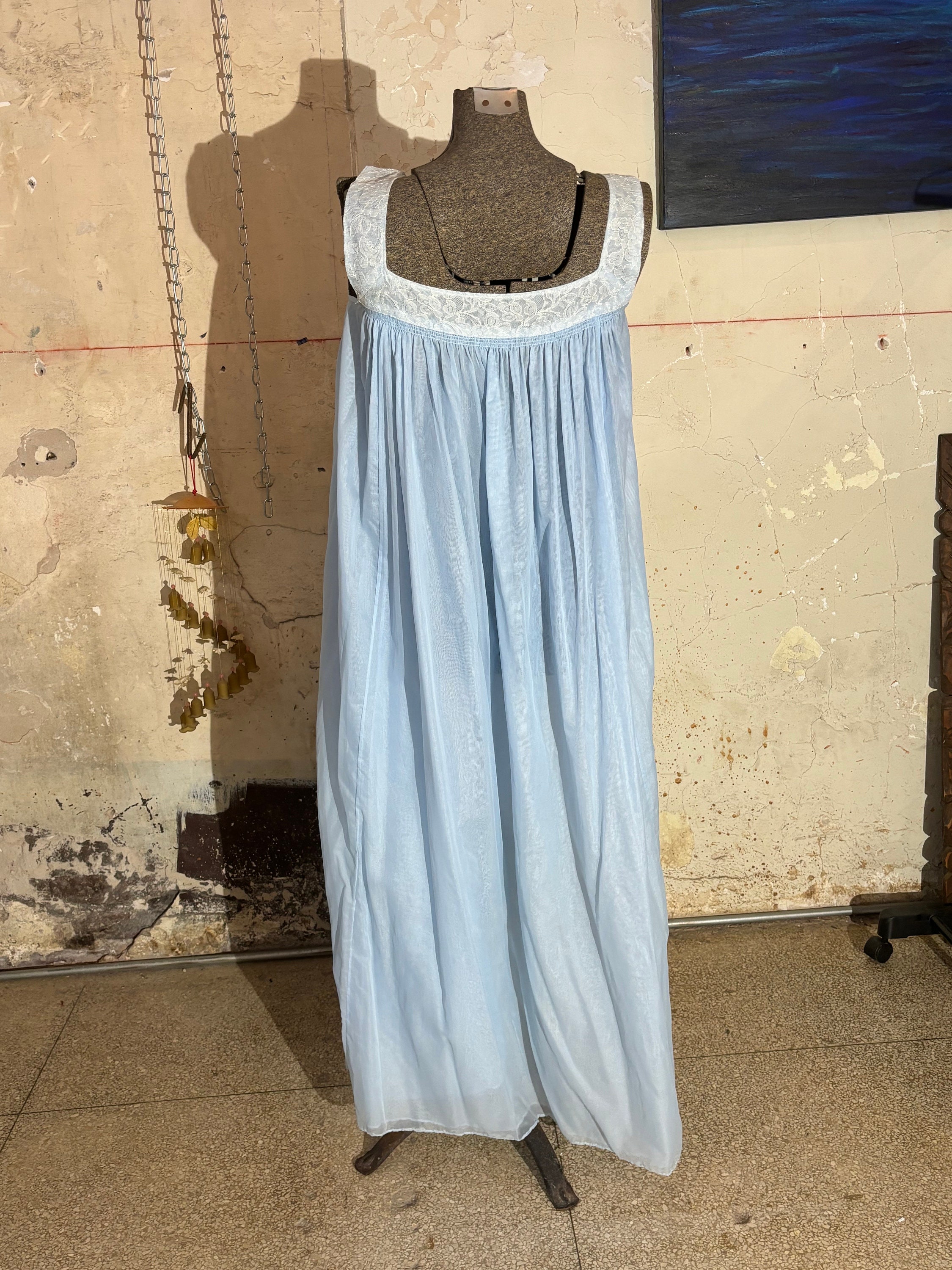 Vintage 60s Baby Blue Lace Nightgown Chiffon With Jacket - Etsy
