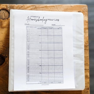Missouri Homeschool Hour Log Digital Download Printable - Etsy