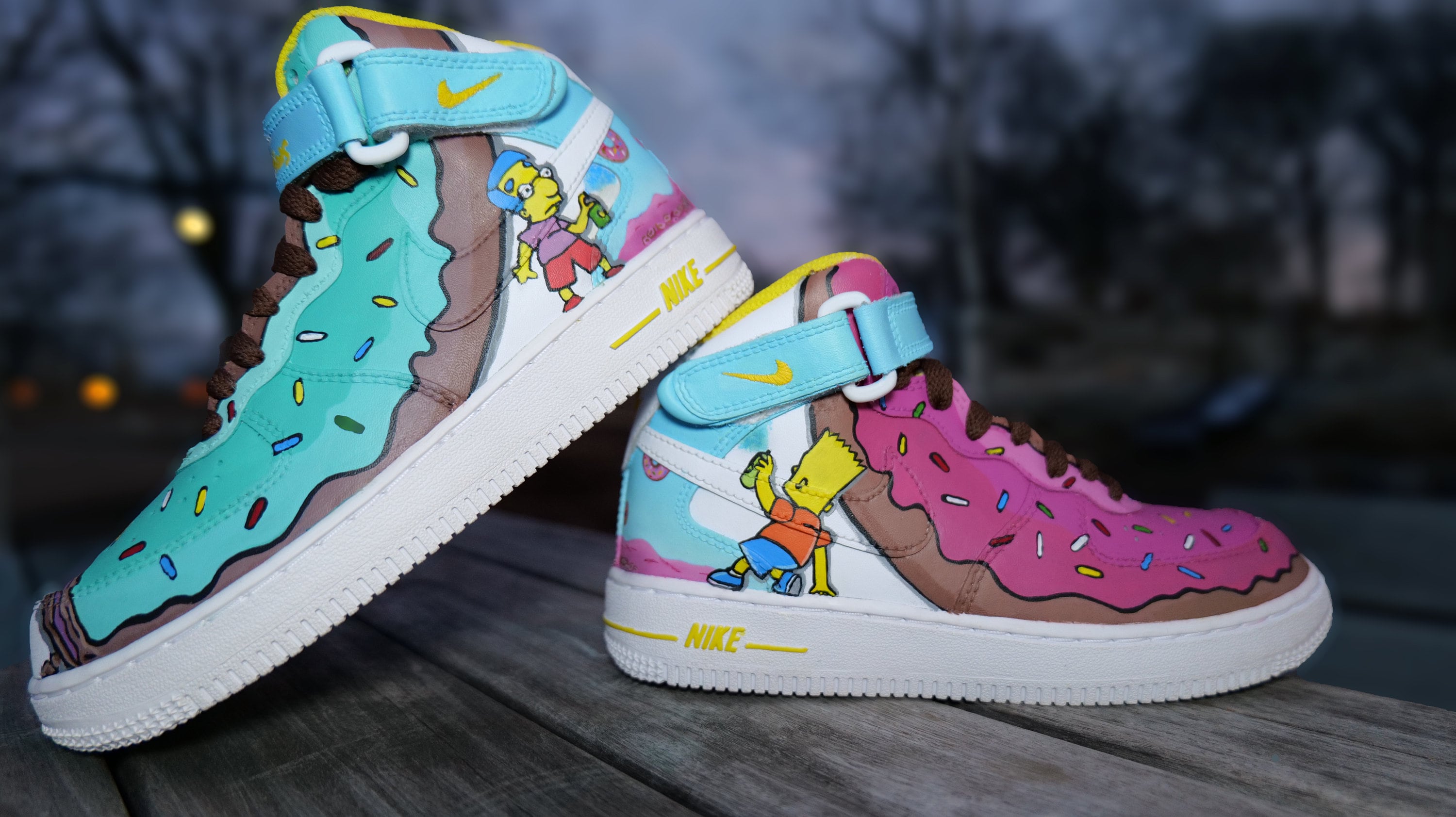 Simpsons Mmm..donuts Custom Nike Air Force 1 - Youth - Etsy