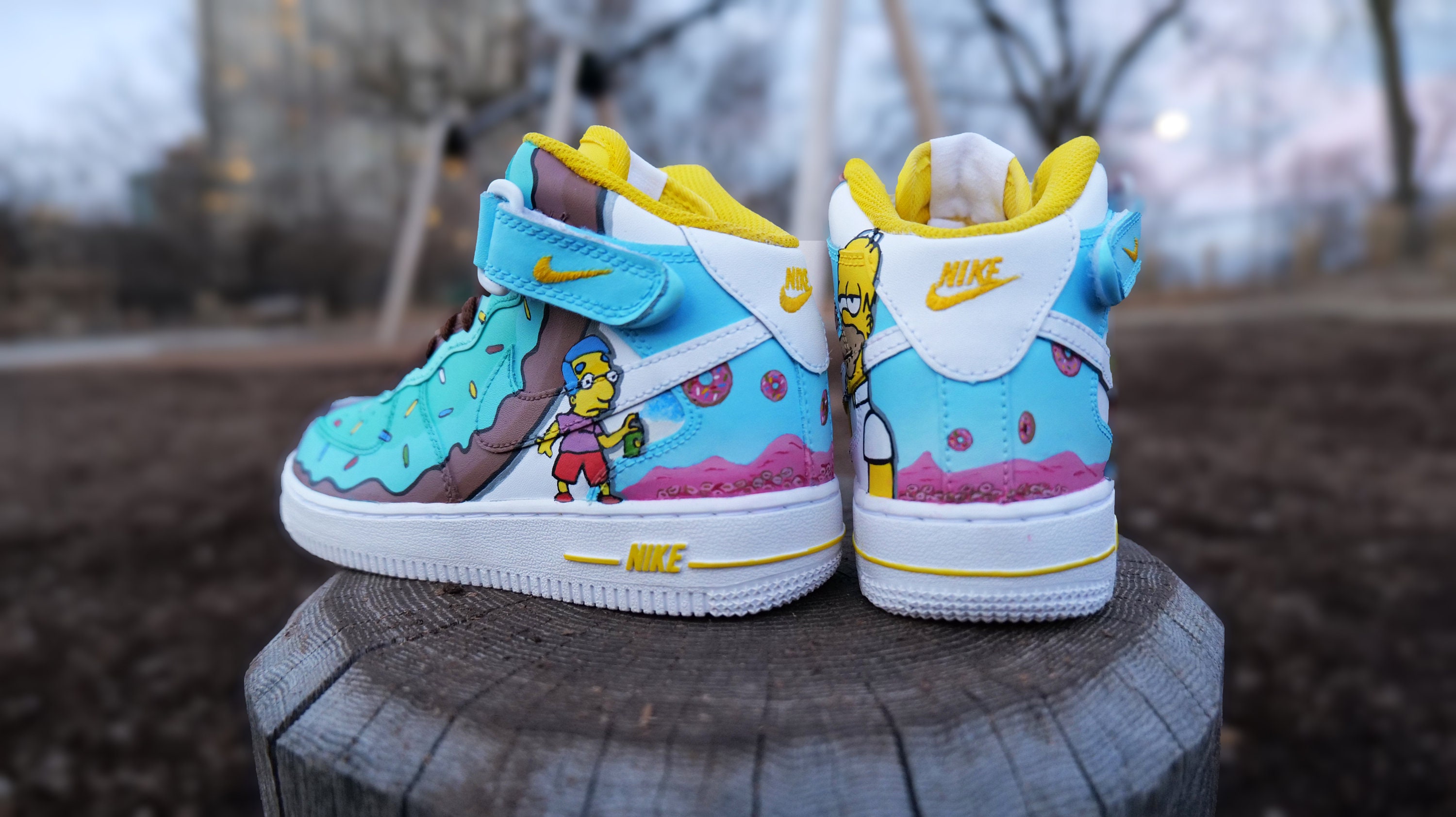 Simpsons Mmm..donuts Custom Nike Air Force 1 - Youth - Etsy