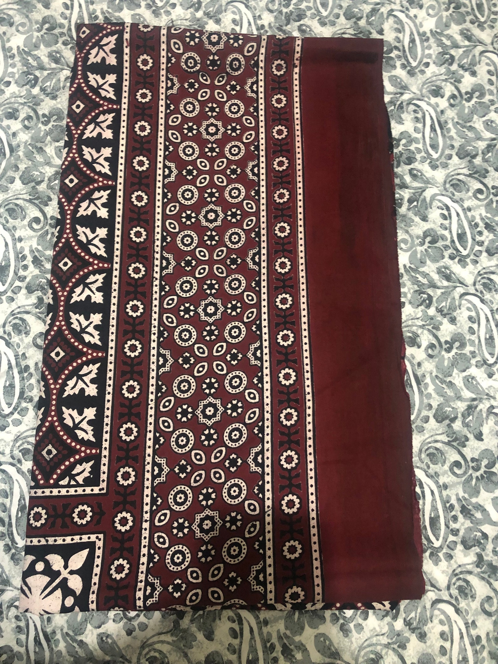 Sindhi Ajrak Cotton Shawl: Traditional Pakistani Block Print - Etsy