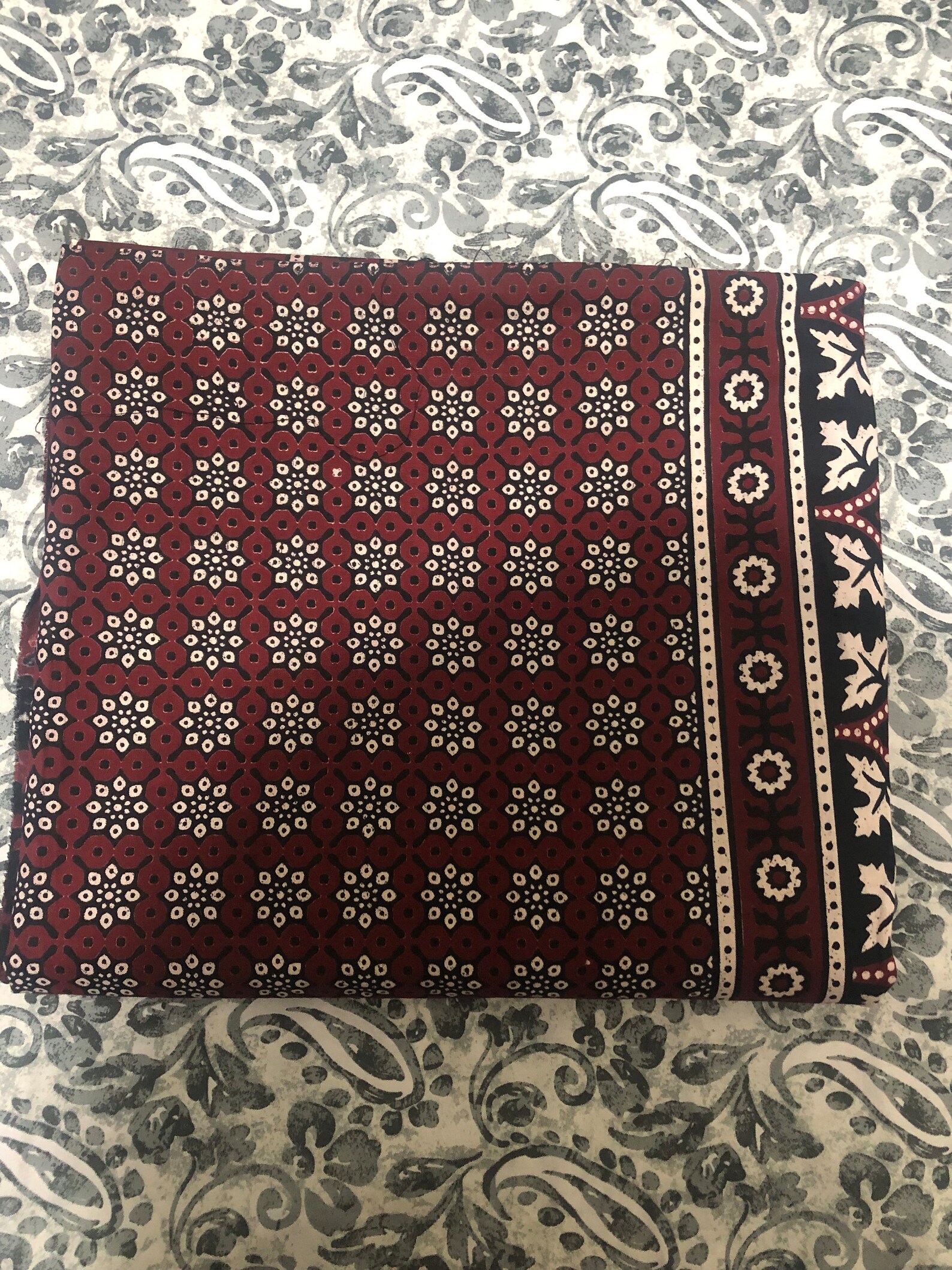 Sindhi Ajrak Cotton Shawl: Traditional Pakistani Block Print - Etsy