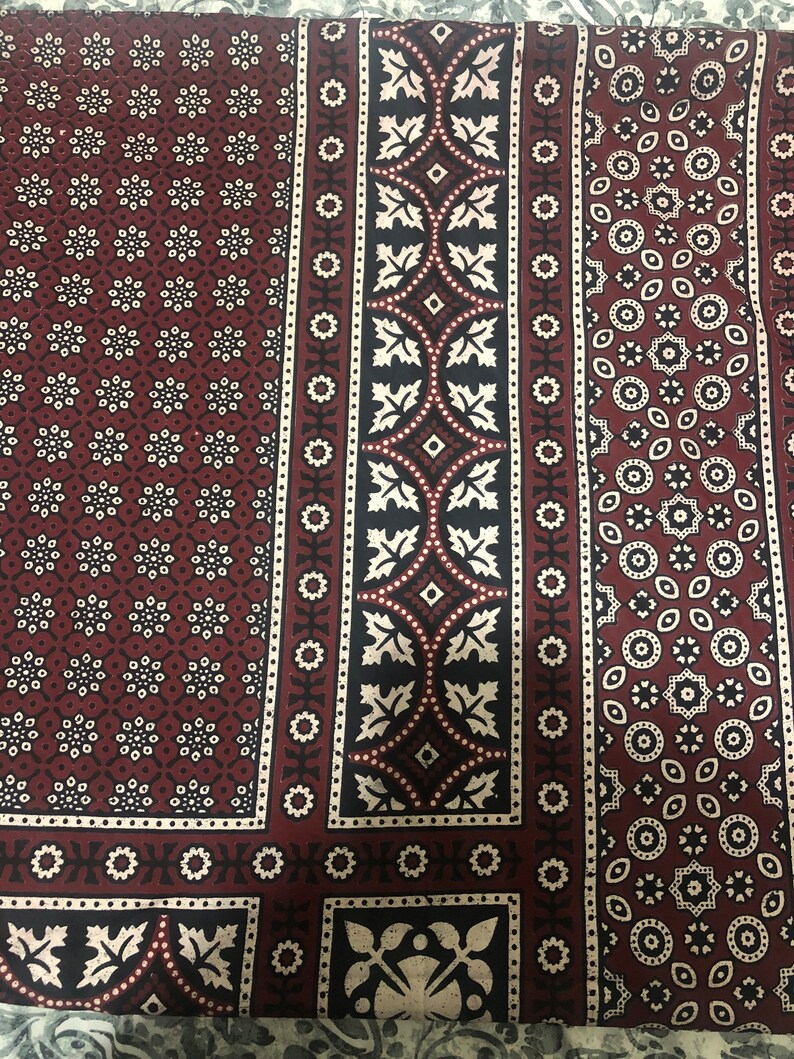 Sindhi Ajrak Cotton Shawl: Traditional Pakistani Block Print - Etsy