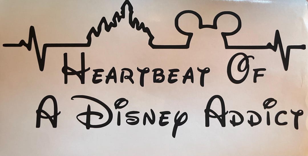 Heartbeat of a Disney Addict Inspired Vinyl Sticker Decal Car Window ...