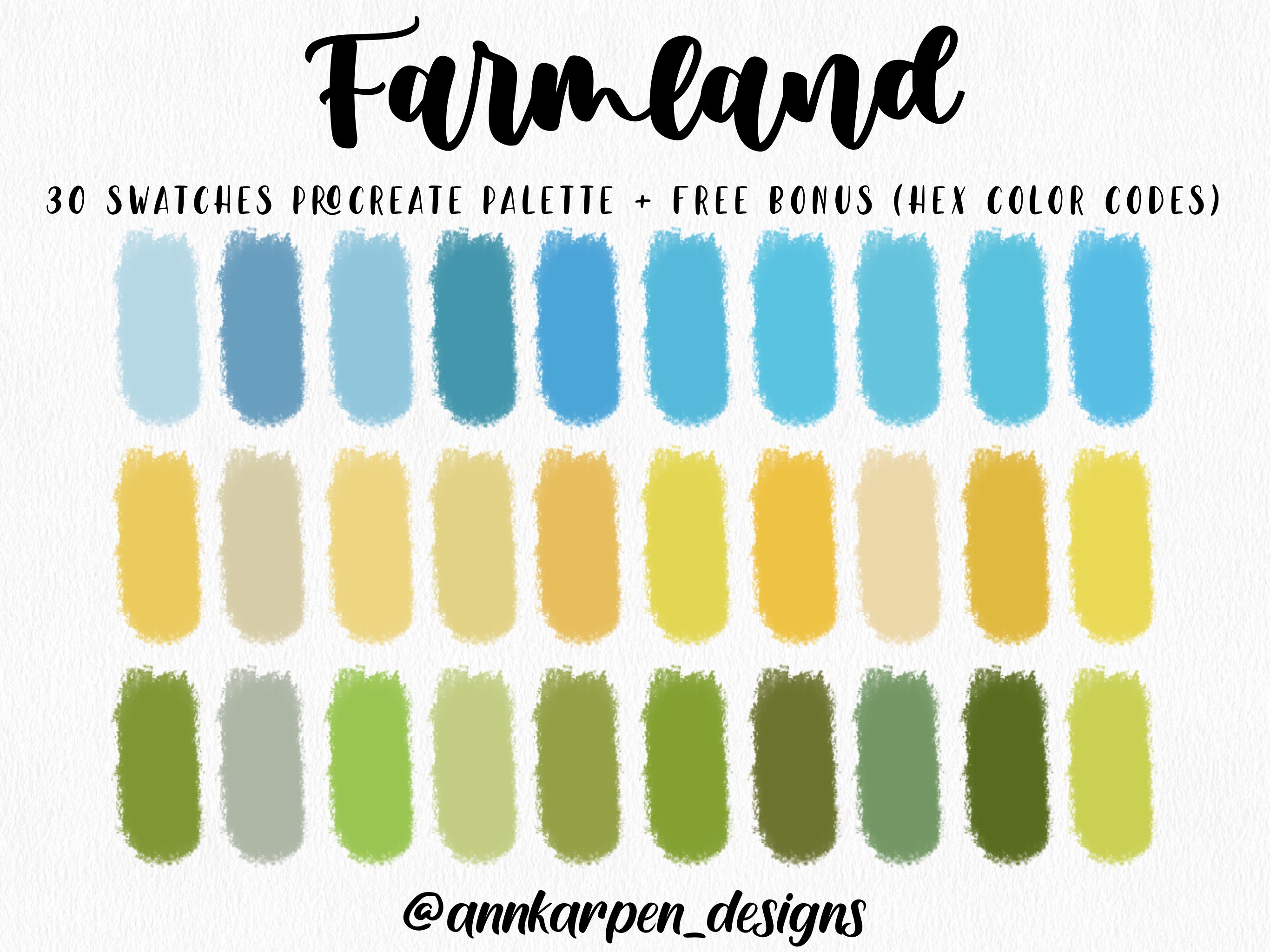 Farmland Procreate Palette, 30 HEX Color Codes, Instant Digital ...