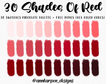 Red Procreate Color Palette 30 Colors Swatches iPad - Etsy