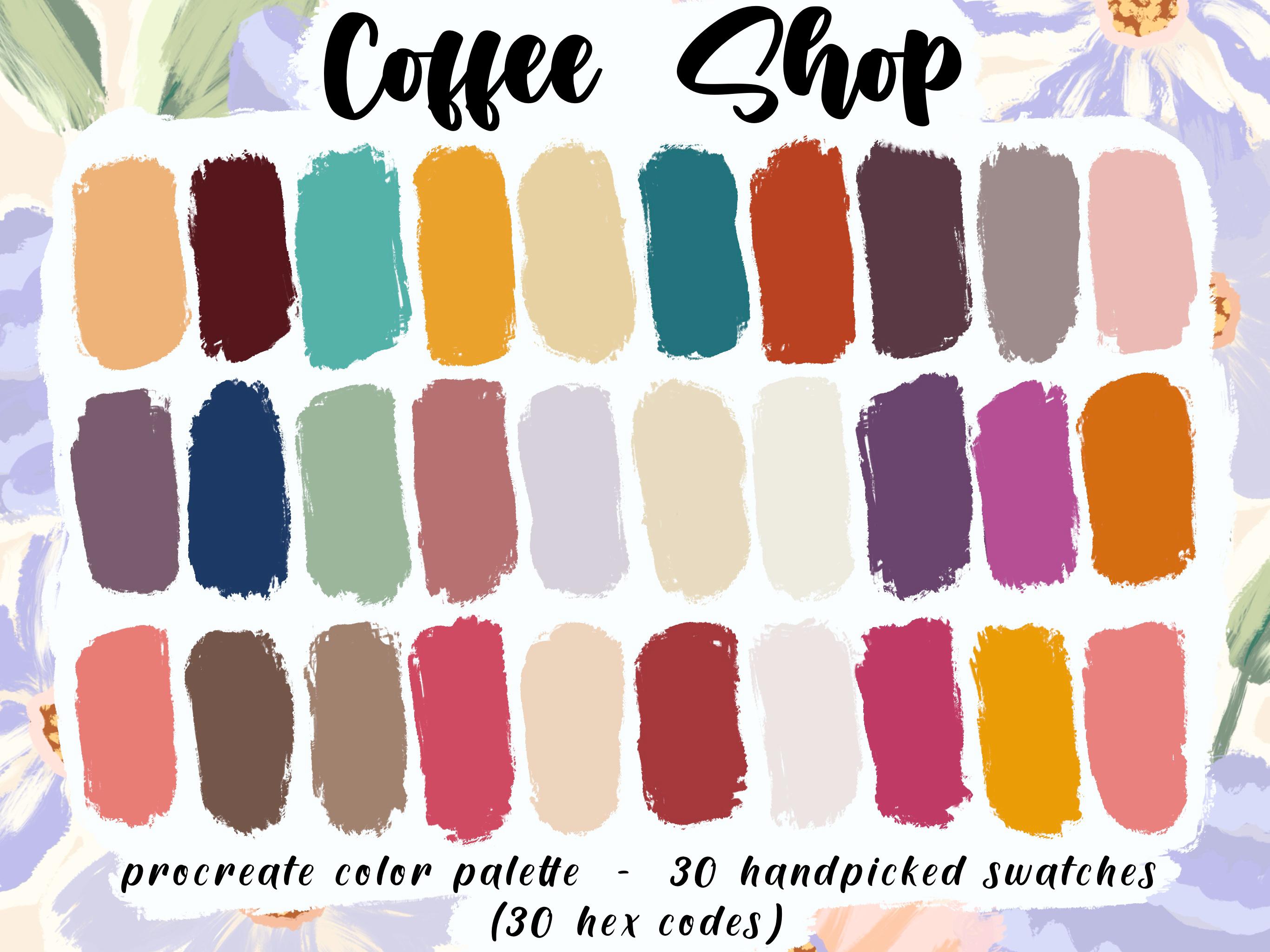 Coffee Shop - Procreate Palette, 30 HEX Codes, Instant Digital Download ...