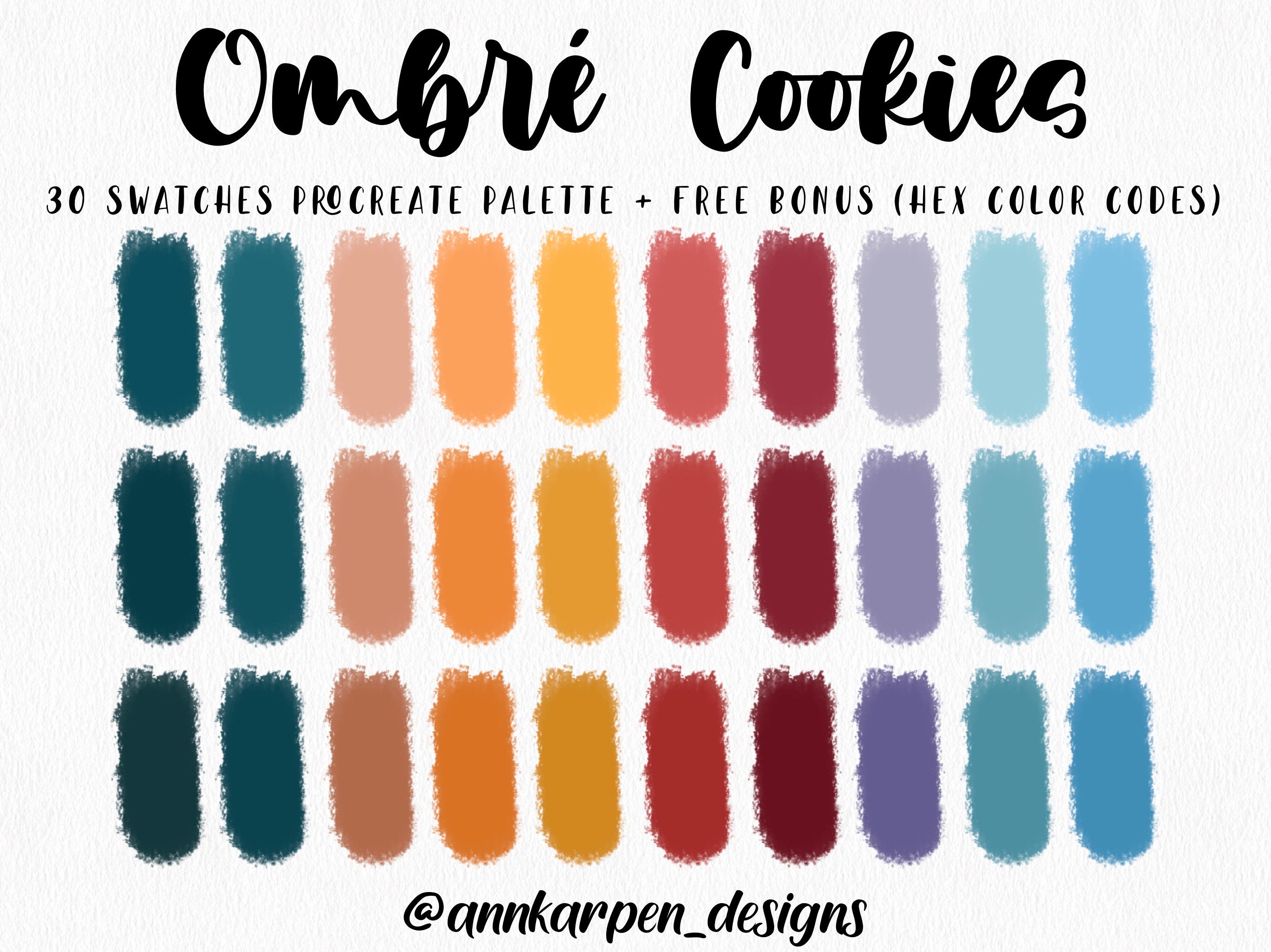 Ombre Cookies Procreate Palette, 30 HEX Color Codes, Instant Digital ...