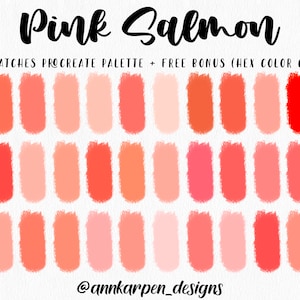 Pink Salmon Procreate Palette, 30 HEX Color Codes, Instant Digital ...