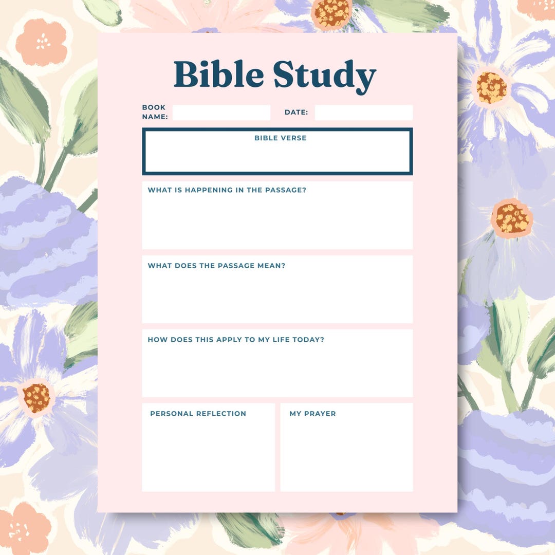 Bible Study Sheet PDF, Print at Home Productivity, Spiritual Journal ...