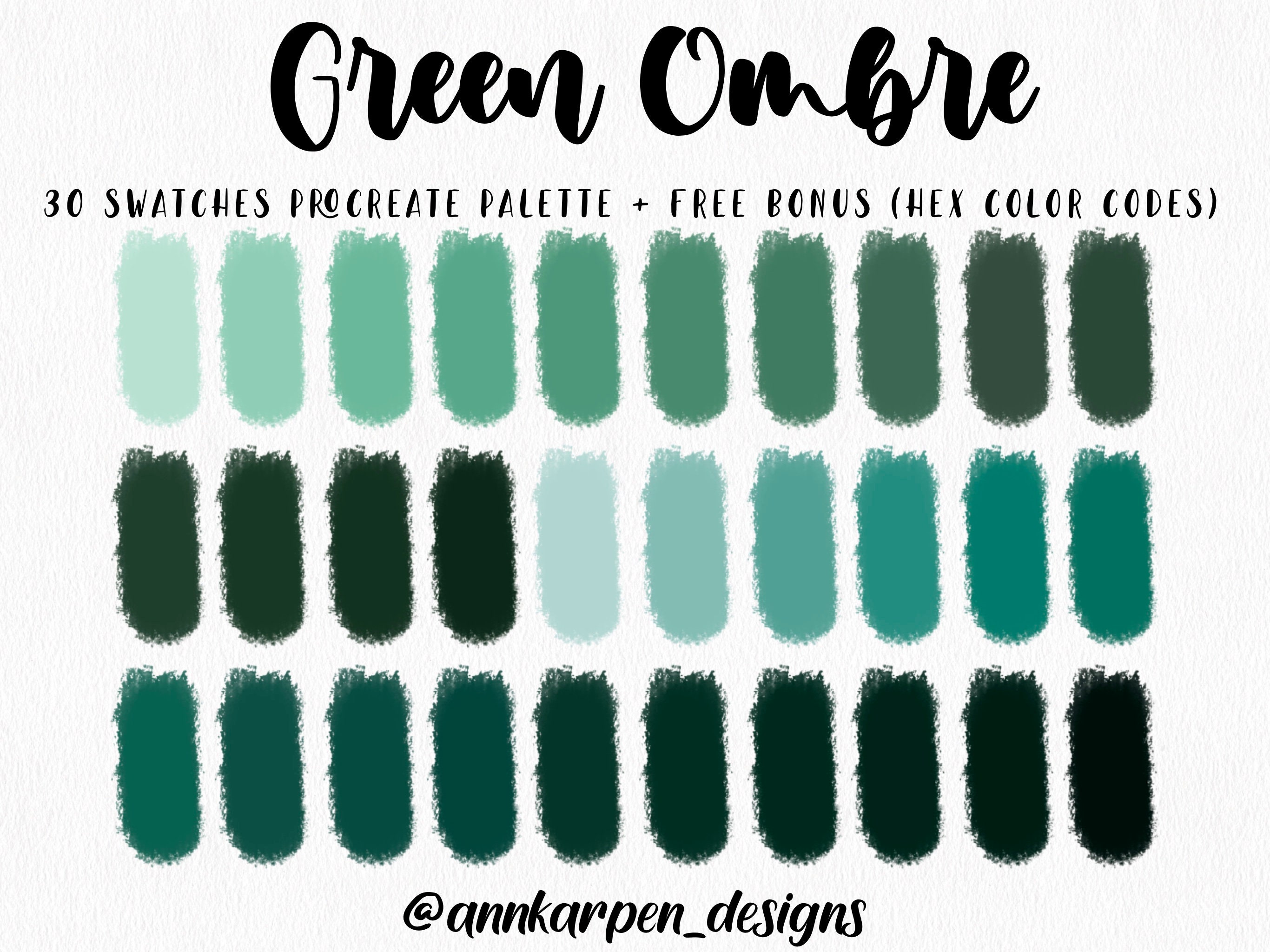 Green Ombre Procreate Palette 30 HEX Color Codes Palette - Etsy.de green-ombre-procreate-palette-30-hex-color-codes-palette-etsy-de